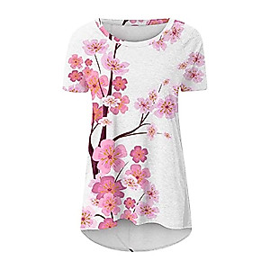 Women Basic Tees Printed Fashion Casual Loose Tops Short-Sleeved V Neck 2023 Summer Comfortable Blouse T-Shirt Deep Shirts for Plus Size Women Red and White Tie Dye