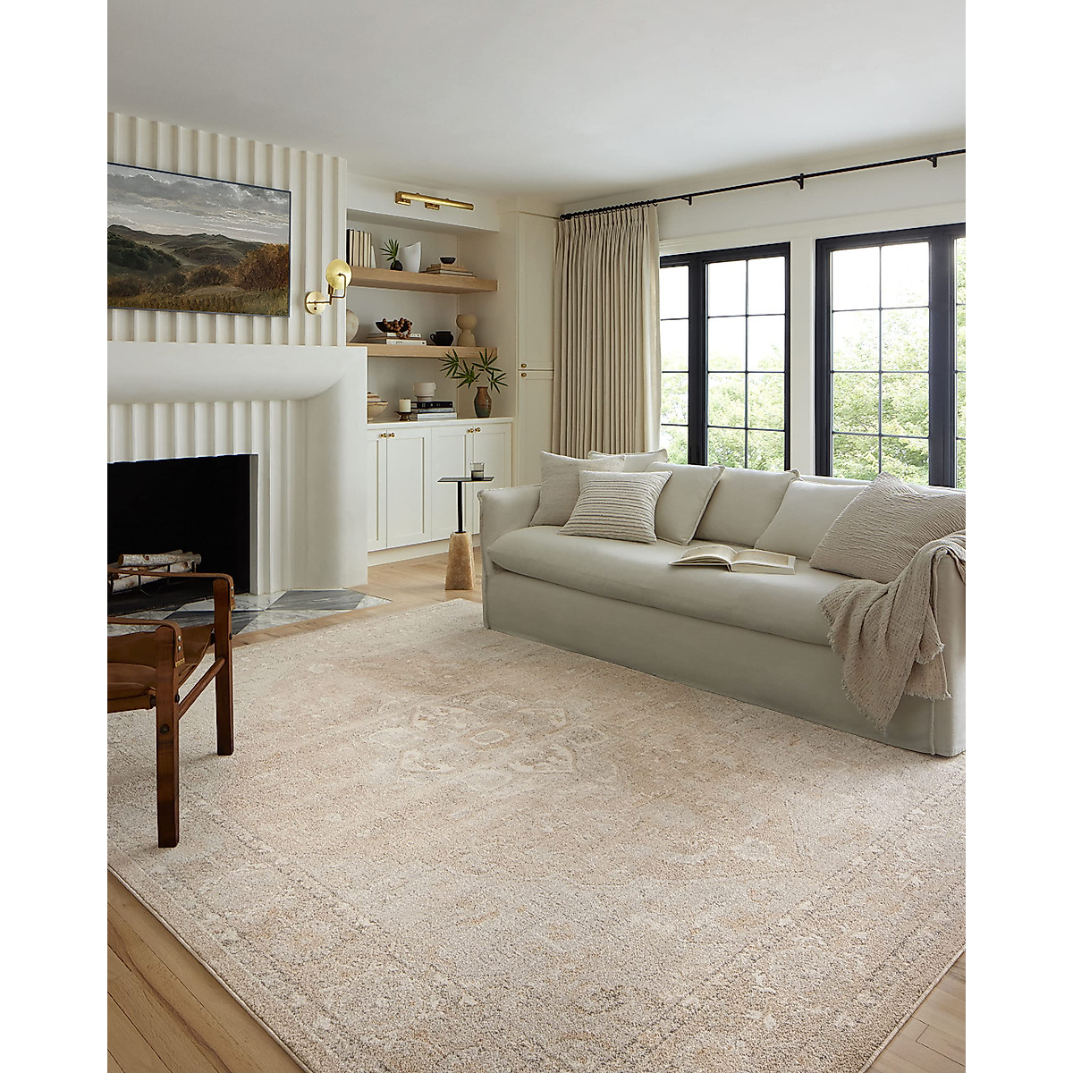 Loloi Odette Collection 6'-7" x 9'-6" Area Rug in Beige/Silver - Designer Long Runner Rug, Neutral Runner Rug for Hallways & Entryways, High-Traffic Area Rug