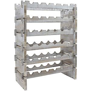 Sorbus® Wood Wine Stackable Rack 6 Tier — Rustic Style Wine Racks for Bottles — Perfect for Bar, Wine Cellar, Basement, Cabinet, Pantry, etc. (6-Tier, Grey Wood)