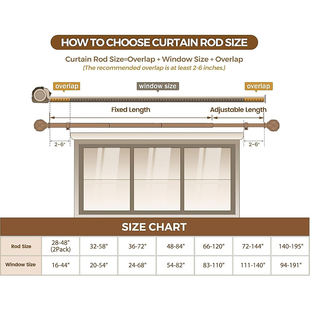 KAMANINA 1 Inch Curtain Rod Telescoping Single Drapery Rod 72 to 144 Inches (6-12 Feet), Netted Texture Finials, Antique Bronze