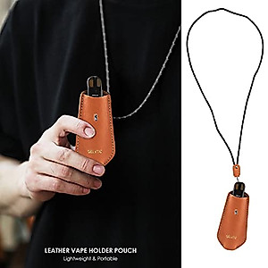 GELVTIC Leather Vape Holder Pouch Necklace Lanyard, Protective Case Cover for Vape Device Electronic Cigarette, Vape Carrying Case Bag Pocket (Brown)