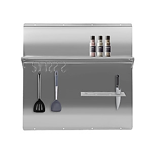 Range Backsplash - Stainless Steel Range Backsplash w/Shelf Splash Plate for Range Hoods Built-in Storage Shelf Hanging Rack Wall Shield Commercial grade 30 * 30.7 Inch