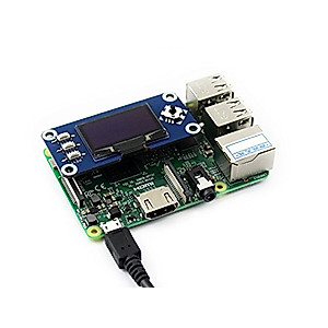 Waveshare 1.3inch OLED Display HAT for Raspberry Pi 128x64 Pixels with Embedded Controller Communicating via SPI or I2C Interface.