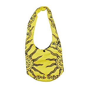 Mandala Crafts Yellow Sun Hippie Bag Large Hobo Bags for Women - Boho Purse Hobo Crossbody Bags for Women - Boho Shoulder Bags Indie Style Bohemian Bag Sling Bags
