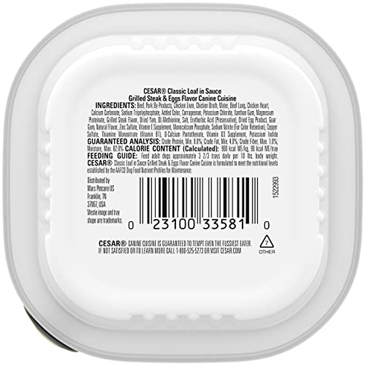 CESAR Soft Wet Dog Food Classic Loaf in Sauce Grilled Steak and Eggs Flavor, Easy Peel Trays, 3.5 Ounce (Pack of 24)