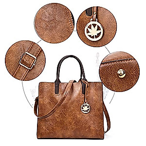 KEEPOP Handbags for Women 3pcs Tote Set PU Leather Shoulder Bags Top-Handle Purses Work Shopper Satchel Chain Crossbody Bag