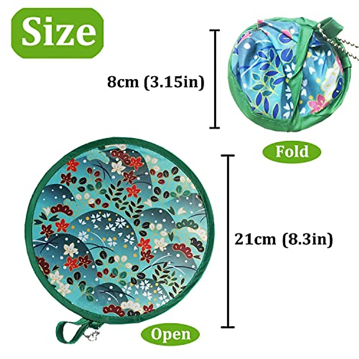 MXY Foldable Fan Round Japanese Style Summer Handheld Folding Fans Festival Wedding Party Decor Home Personal Decoration 4 Units Different Beautiful Patterns