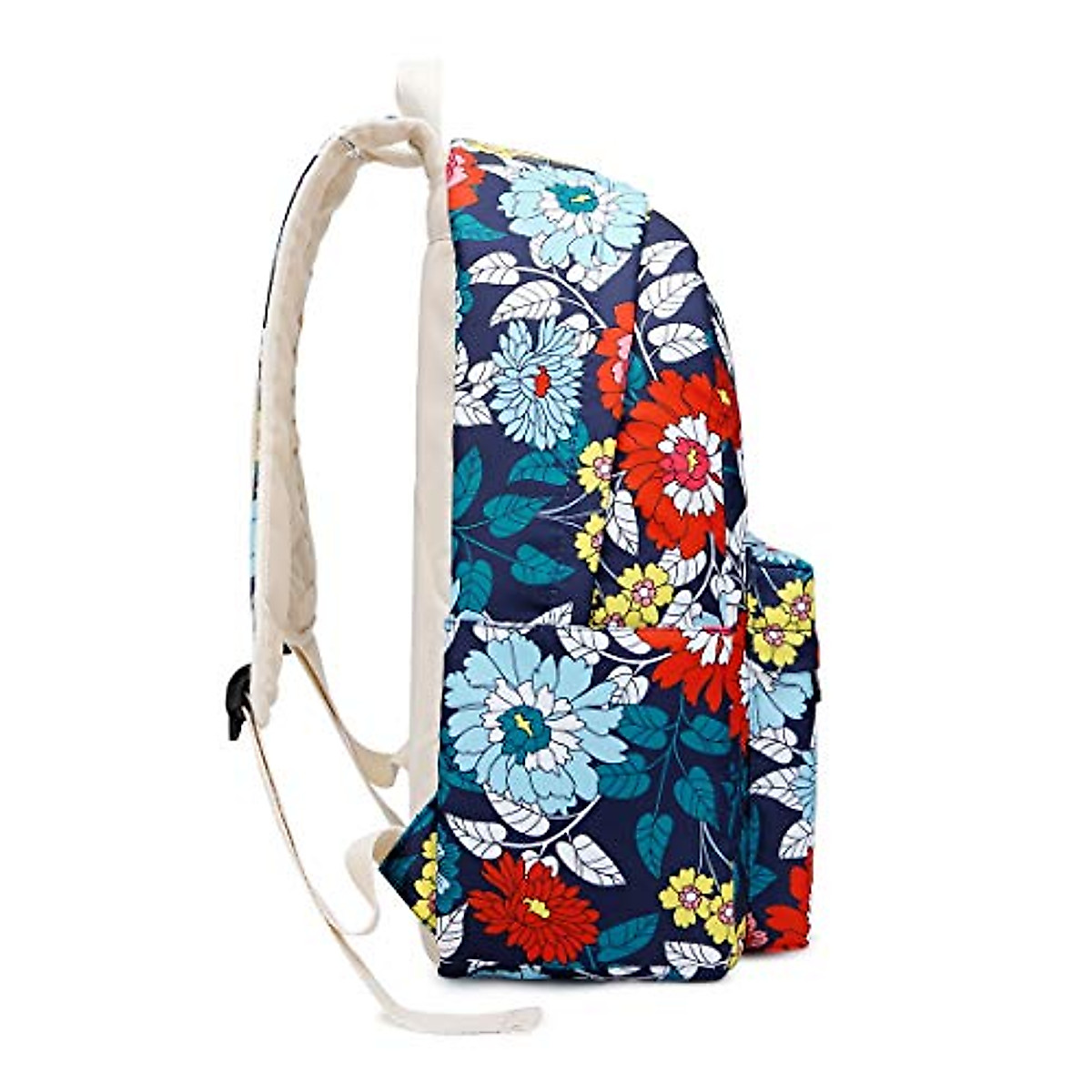 Joymoze Teen Girl School Backpack with Insulated Lunch Bag Pencil Purse Blue Flower One_Size