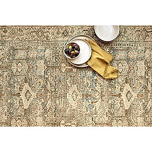 Loloi II Margot Collection MAT-04 Antique / Green 7'-6" x 9'-6", 3.8" Thick, Area Rug, feat.CloudPile, Soft, Durable, Printed, Medallion, Low Pile, Non-Shedding, Easy Clean, Living Room Rug