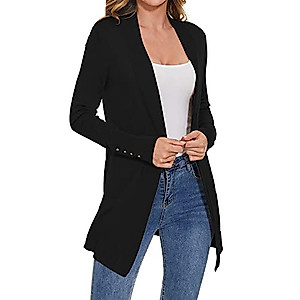 A ROW Black Cardigan for Women Dressy Casual Long Sleeve Open Front Knit Cardigan Sweaters Summer Lightweight Cardigans
