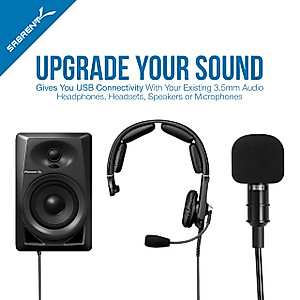 SABRENT Aluminum USB External Stereo Sound Adapter for Windows and Mac. Plug and Play No Drivers Needed. [Silver] (AU-EMAC)