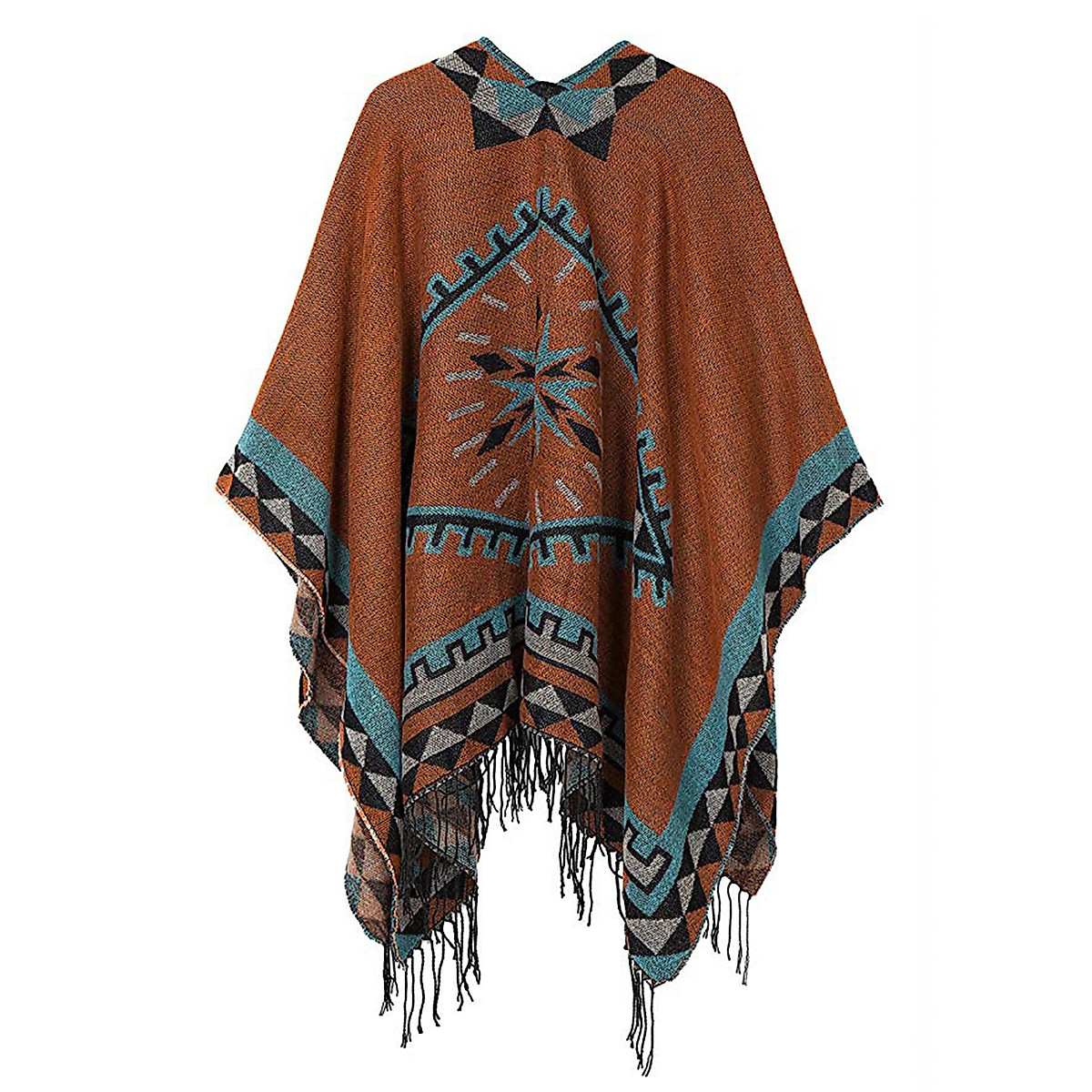 MissShorthair Women's Printed Shawl Wrap Fashionable Open Front Poncho Cape, Gift for Women