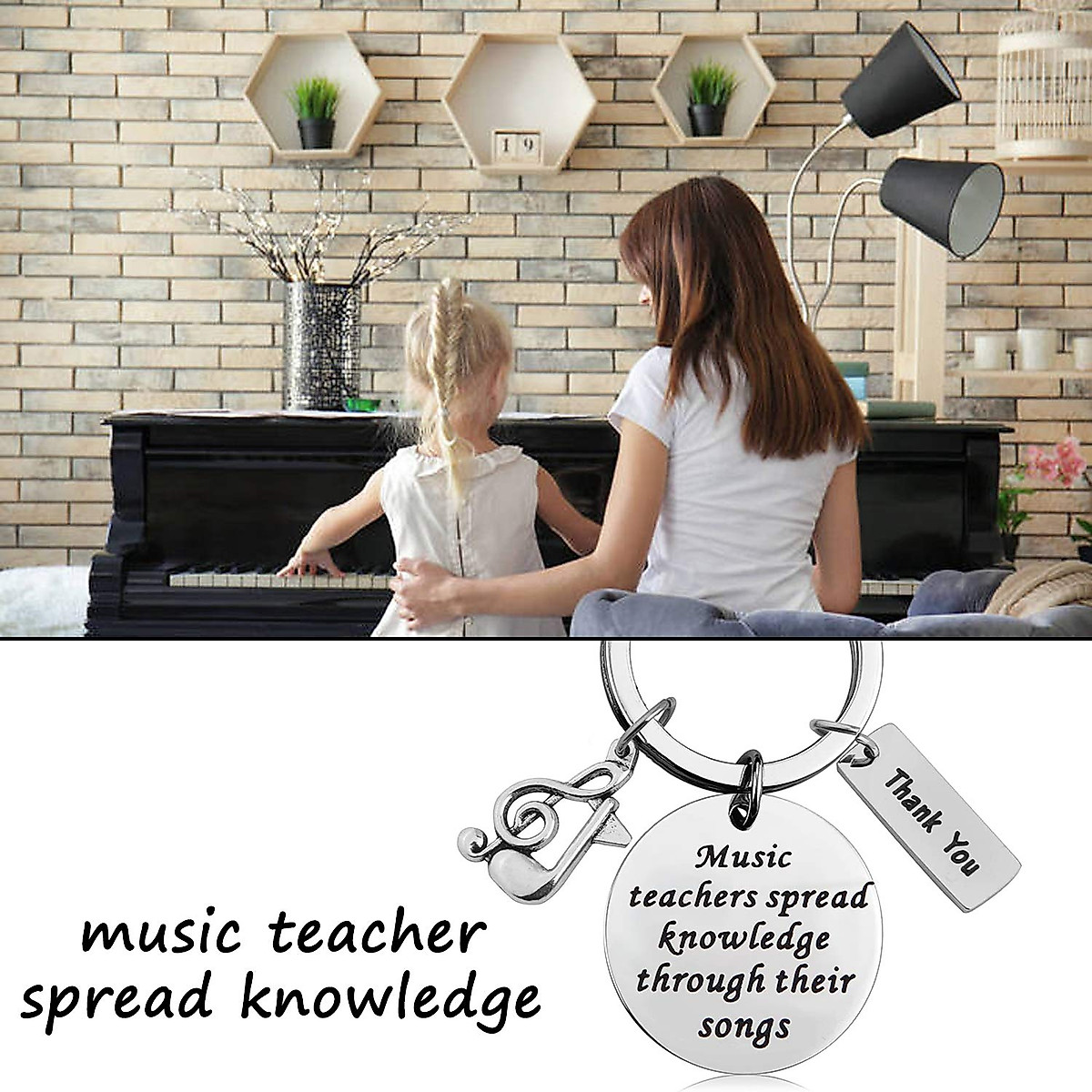 MAOFAED Music Teacher Gift Music Teachers Spread Knowledge Through Their Songs Teacher Appreciation Gift Keychain (Music Teacher Keychain)