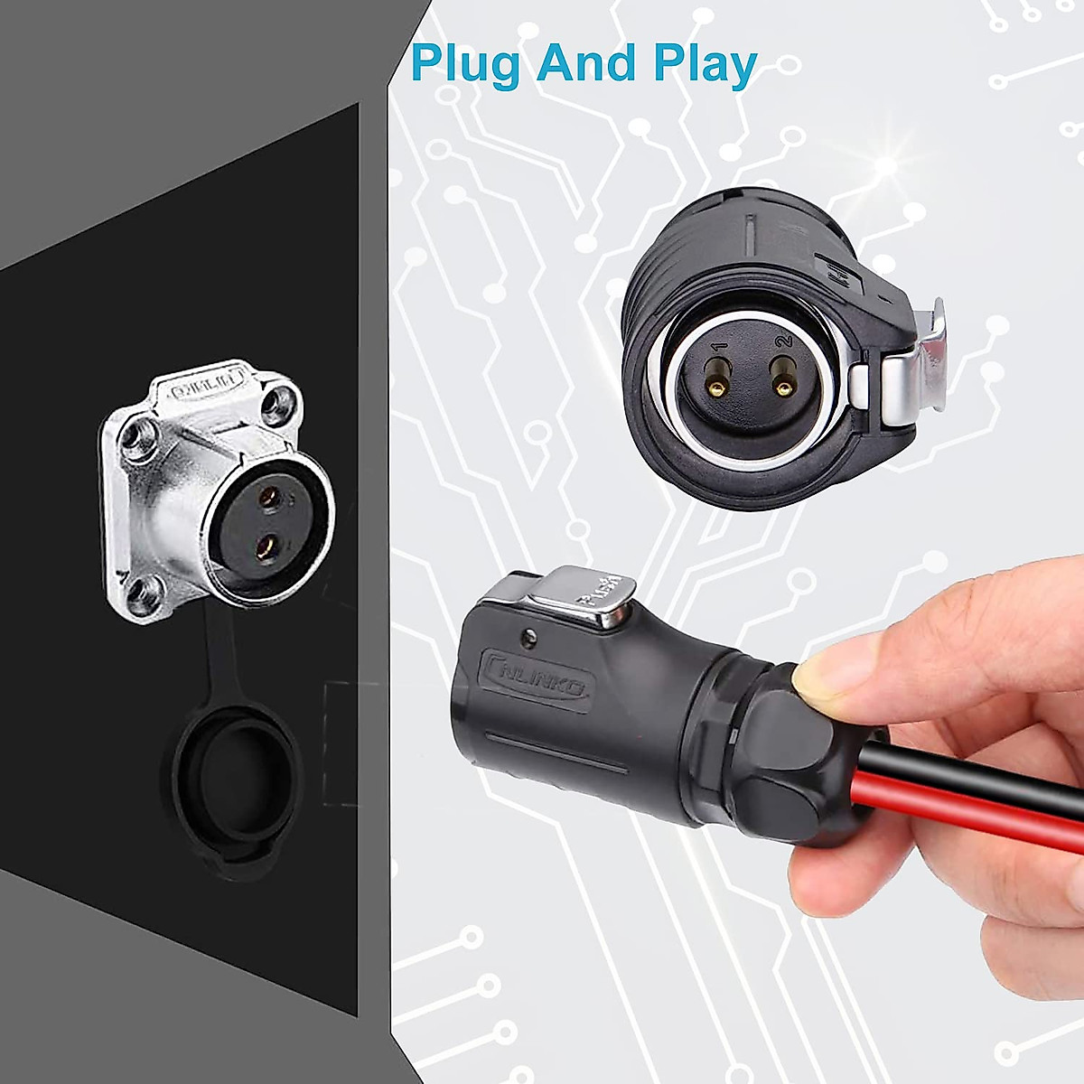 Cllena 2 Pin Power Industrial Circular LP-20 Connector to SAE Adapter Cable 10AWG Furion Solar Plug to SAE Connector for Solar Panel Suitcase Forrest River RV Ports