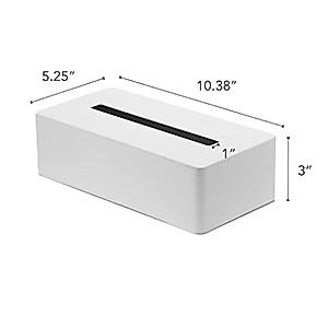 Yamazaki Home Rectangular Reusable Tissue Box Holder Cover Metal Container Case for Kitchen Bathroom or Bedroom Steel One Size White