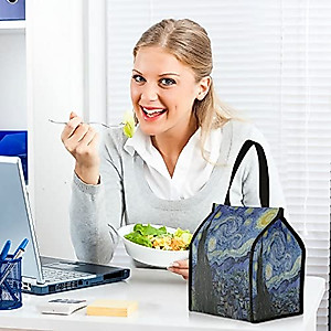 ALAZA Van Gogh Starry Night Insulated Lunch Bag for Women Men Adult Lightweight Reusable Lunch Tote Cooler Bag for School Office Travel Work Picnic M