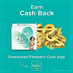 Diapers Size 2, 186 Count - Pampers Pure Protection Disposable Baby Diapers, Hypoallergenic and Unscented Protection (Packaging & Prints May Vary)