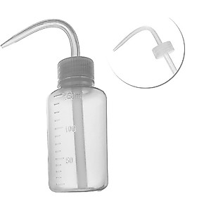 APUXON Wash Bottle 2pcs 150ml 5Oz Narrow Mouth Squeeze Bottle Medical Lab Plastic Safety Squeeze Bottle No Spill Bend Mouth Watering Cans