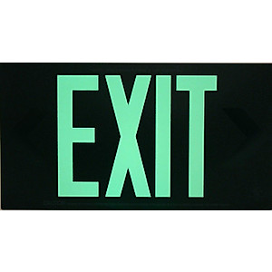 EXIT Sign PhotoLuminescent Non-Electrical Glow in the Dark Emergency Aluminum UL Listed. Industrial Grade Green Sign 50 Feet 10 Year Warranty