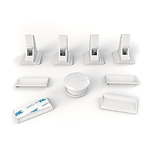 Child Magnetic Safety Locks (4 Locks & 1 Keys) | Safely Lock Your Cabinets and Drawers| No Drilling - Easy Installation - Authentic 3M Adhesive