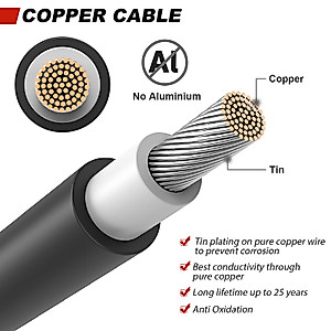 Kohree 20 Feet Solar Panel Extension Cable: 10AWG with Female and Male Connectors,6mm Solar Panel Wires with Extra Free Connectors Extension Adaptor Kit Tool for RV Solar Panel(20FT Red + 20FT Black)
