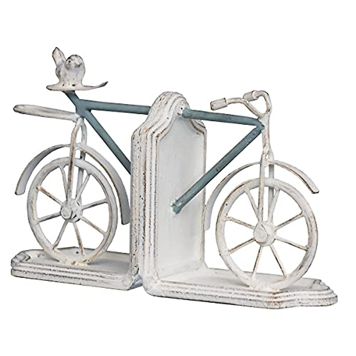 Foreside Home & Garden White Set of 2 Metal Bicycle Bookends FDDD10014, Multi