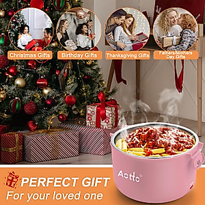 Aotto Electric Lunch Box, 50/70/80W 3 in 1 Portable Food Warmer Heated Lunch Boxes for Adults, 12V 24V 110V Food Heater for Car/Truck/Travel/Office/Work/Home 32oz Leakproof Mini Personal, Pink
