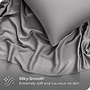 Bare Home Lyocell Tencel Sheet Set - Twin Size - 3 Piece Set - Derived from Eucalyptus - All-Season - Ultra Soft - Deep Pocket (Twin, Light Grey)