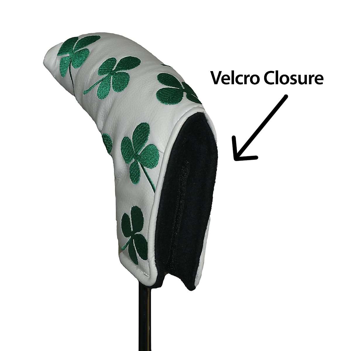 Four Leaf Clover Shamrock Golf Club Head Cover for Anser and Blade Style Putters (Available in black/green and white/green) (White/Green)