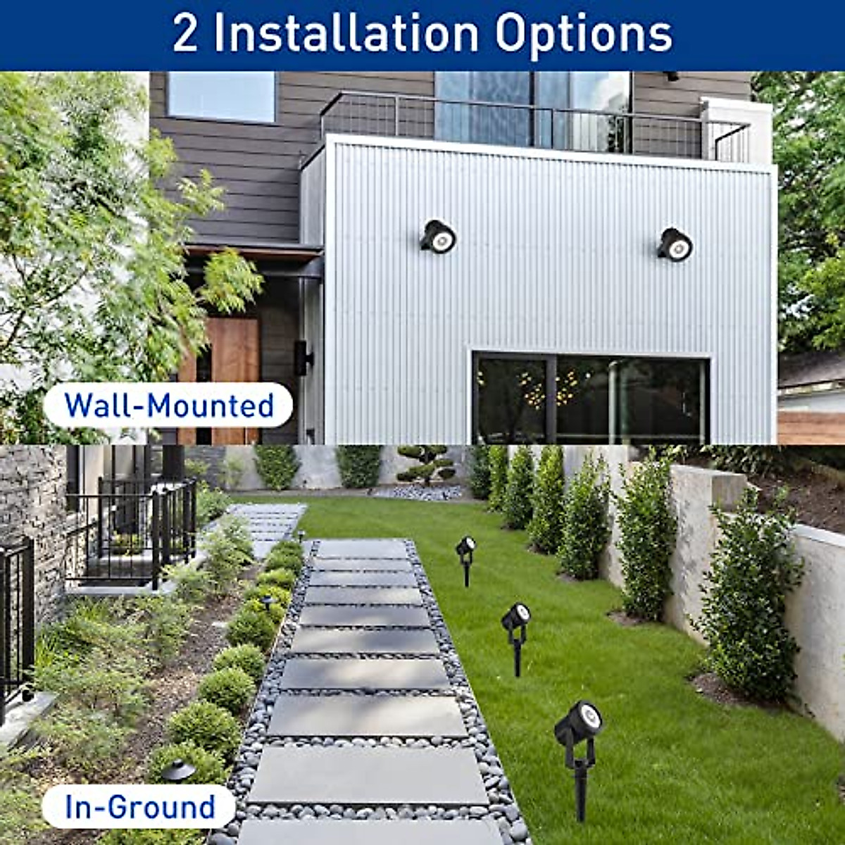 T-SUNUS Solar Landscape Spotlights, Solar Garden Spot Light IP65 Waterproof 9.8ft Cable, 2000mAh Separated Solar Panel, Auto On/Off for Garden Driveway Pathway Pool Area(Warm White 3000K)