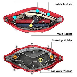 VANCORE Purse Bag Organizer Insert with 13 Pockets, Handbag and Tote Bag Inside Shaper with Zipper (Red, XXSmall)
