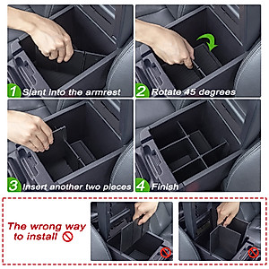JKCOVER Center Console Dividers Organizer Compatible with Toyota Tacoma 2016-2021 2022 2023 Accessories,Insert Box ABS Secondary Storage