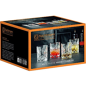 Nachtmann Noblesse Collection Whiskey Glass, Set of 4 Crystal Clear Glasses, 4-Inch Tumbler for Scotch, Cocktail, Liquor, or Bourbon, 10-Ounce, dishwasher safe