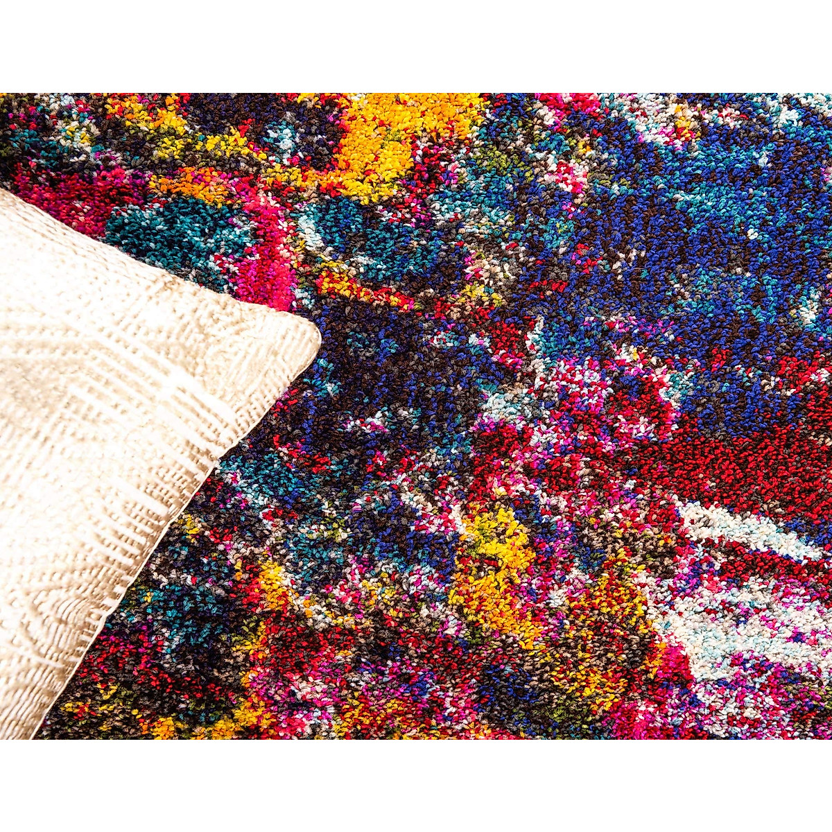 Unique Loom Estrella Collection Dark Colors, Modern, Abstract, Distressed Area Rug, 7 ft x 10 ft, Multi/Navy Blue