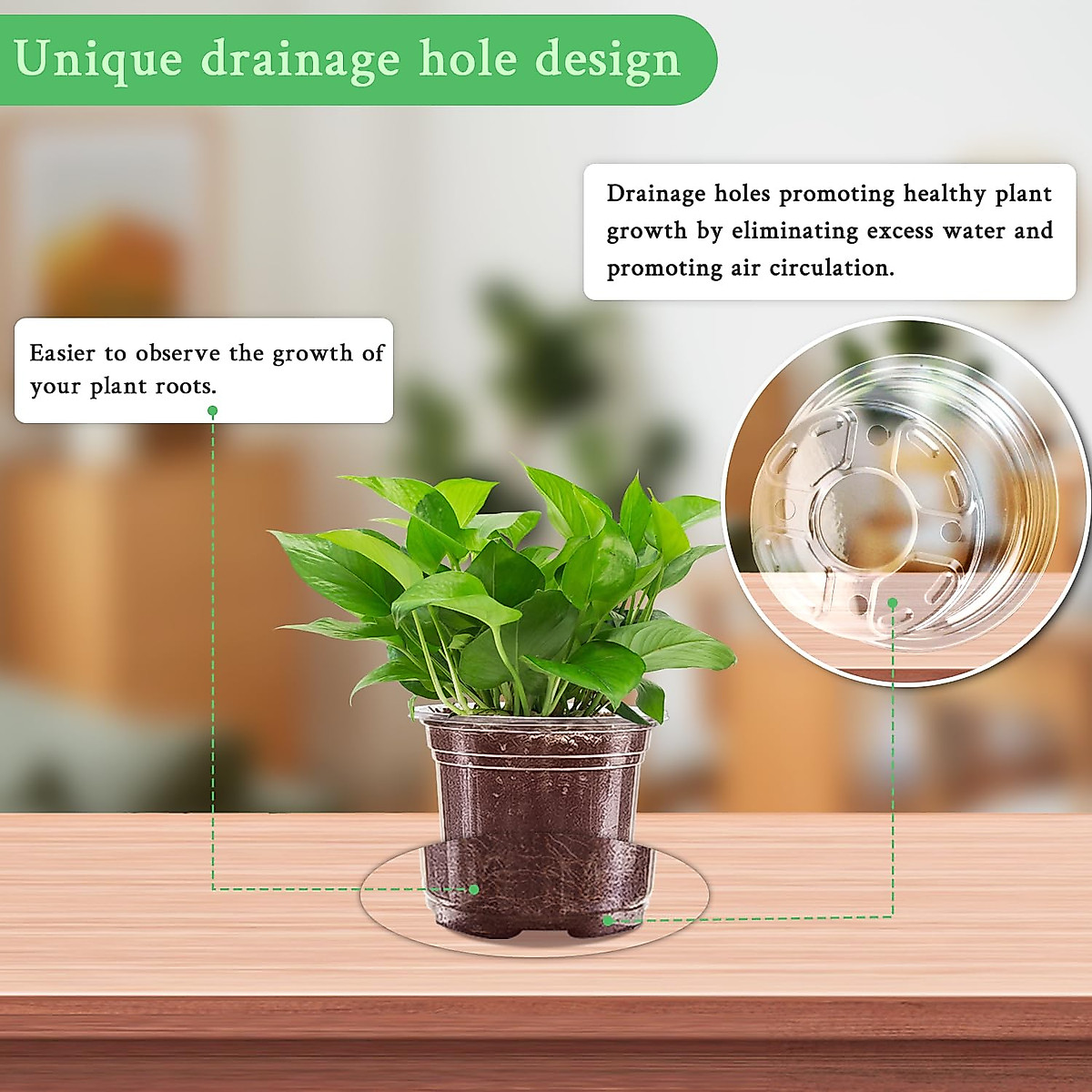 SupKing Clear Nursery Pots 5/4/3.5 Inch Plastic Planter with Drainage Holes, Small Starter Seed Starting Trays for Seedling with Bonus 15pcs Plant Labels（12pcs）