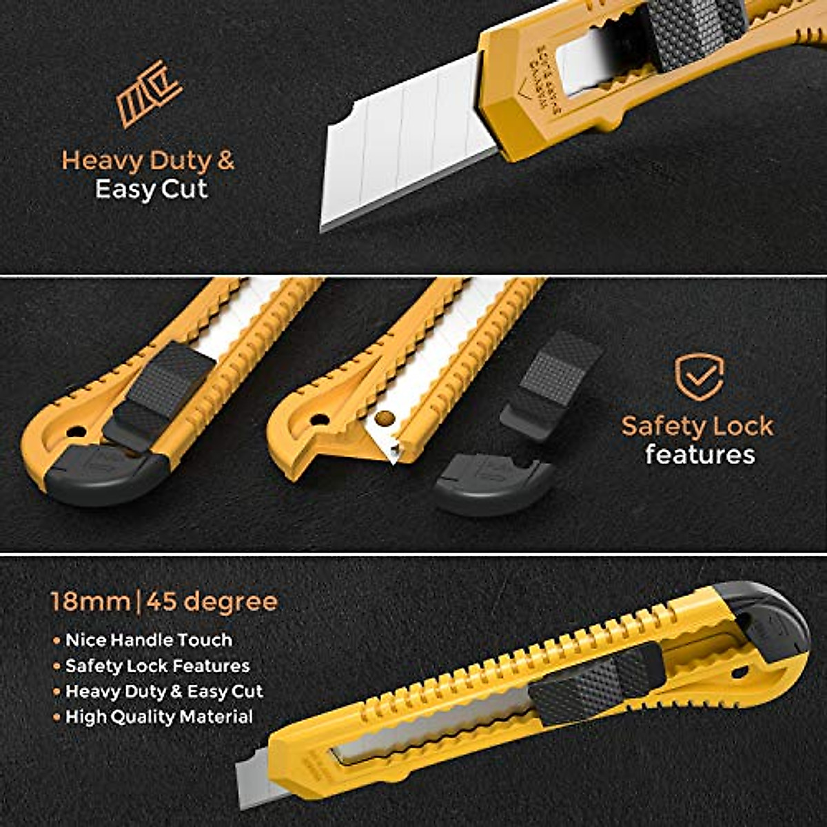 Nicpro 10 PCS Utility Knife Set, 18 mm Retractable Box Cutters Bulk Razor Knife for Heavy Duty Office, Home, Arts Crafts, Hobby