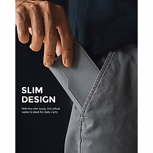 VULKIT Card Holder Wallet for Mens with ID Windows RFID Blocking Pop Up Wallet Slim Leather Wallet Holds Up to 12 Cards Men's Card Case, Iron Grey