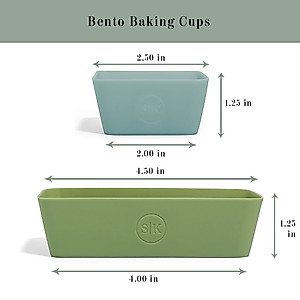The Silicone Kitchen Reusable Silicone Bento Baking Cup, Non-Toxic, BPA Free, Dishwasher Safe Bento Box Accessories Lunch Box Dividers, Square and Rectangle, 24 Pack, Blue, White, Green