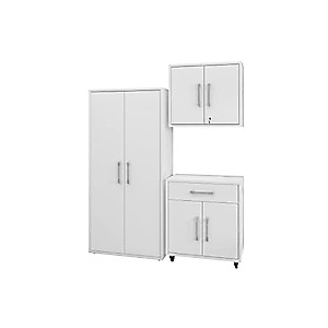 Manhattan Comfort Eiffel 3-Piece Storage Garage Set in White