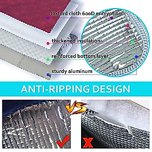 Ladbodun Insulated Grocery Bags Reusable Shopping Tote Cooler Bag With Zippered Top, Large Square Stand Up Food Carrier Delivery For Groceries Thermal Hot Or Cold Frozen Foods For Camping Travel 2Pack