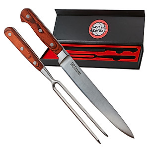 Meat Carving Knife Set with Fork - Meat Carving Knife - Knife Carving for Meat - Carving Fork Set - Turkey Carving Set Kitchen - Carving Knife for Ham - Meat Carving Tools Sets