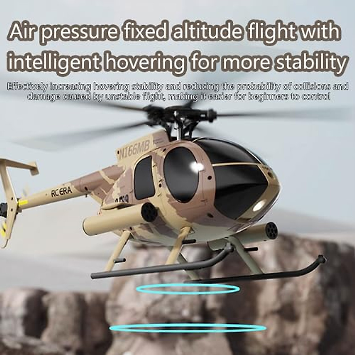 ANIXA DWIU MD500 C189 Little Bird RC Helicopter, 1/28 2.4G 4CH Single-Rotor RC Drone Aircraft with 6-axis Gyroscope Dual Brushless Motors 6G Simulation Plane Model (RTF Version)