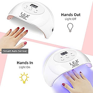 LKE UV LED Nail Lamp, Nail Dryer 72W Gel Polish Curing Lamp for Gel Nail Polish Kit Nail Art Accessories White