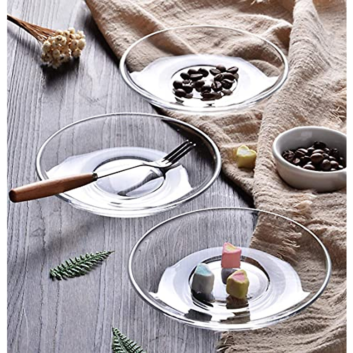 Tosnail 6 Pack 7-Ounce Glass Tea Cups and Saucers Sets Glass Coffee Mugs