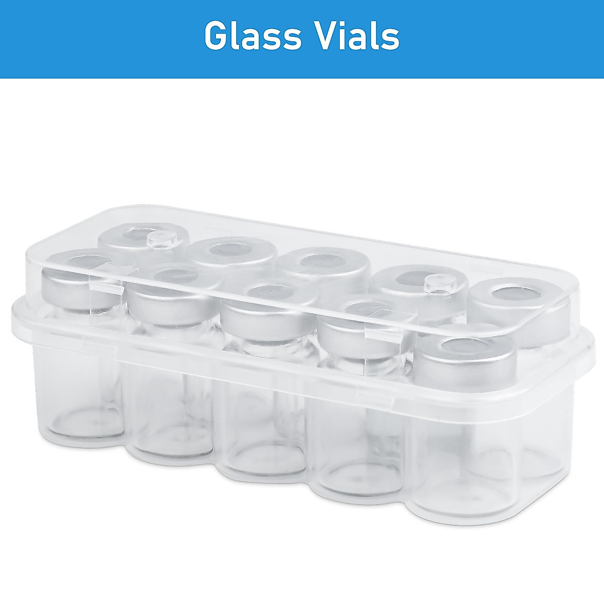5ml Glass Vials for Injection, with Self Healing Injection Port, Transparent Sealed, Empty Vials for Injection (10, 5ml)