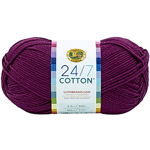 Lion Brand 24/7 Cotton Yarn Bundle (2 Skeins) - Dragonfly and Beets