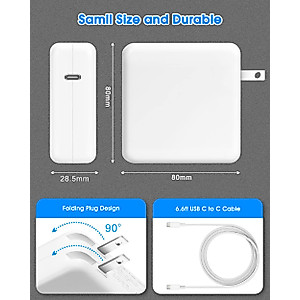 Mac Book Pro Charger, 96W USB C Fast Charger Power Adapter Compatible with New MacBook Air 13 Inch & MacBook Pro 16" 2021 2020 2019 2018, with 6.6ft USB C Cable