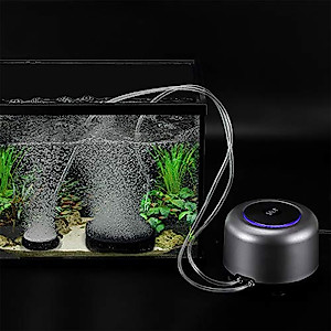 AQQA Aquarium Air Pump Fish Tank Air Pump Quite Aerator Pump Dual Outlets Powerful Adjustable Oxygen Air Pump Hydroponics for Fish Tank Up to 300 Gallon (5W 200GPH)
