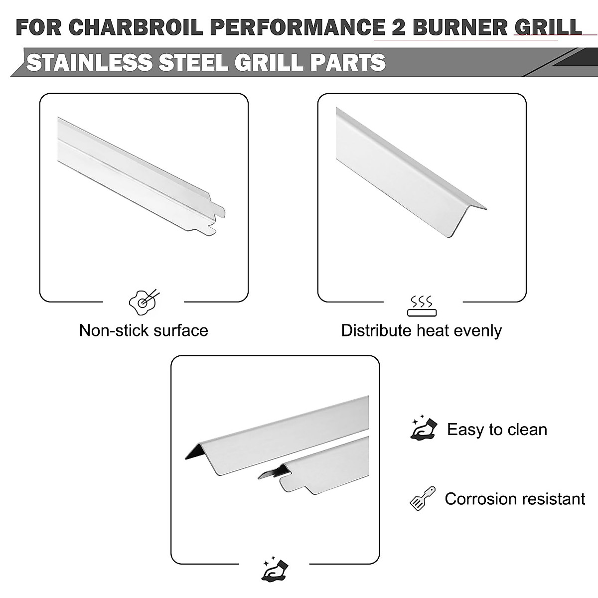 463630021 Heat Tent Replacement for Charbroil Performance 2 Burner Gas Grill Replacement Parts G325-0002-W1 Heat Plates Stainless Steel Heat Shield for Charbroil Grill Parts 463660421 463660021
