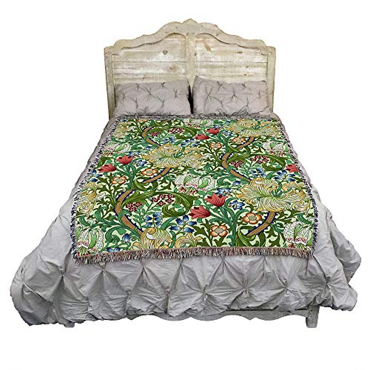 Pure Country Weavers William Morris Golden Lily Blanket - Arts & Crafts - Gift Tapestry Throw Woven from Cotton - Made in The USA (72x54)